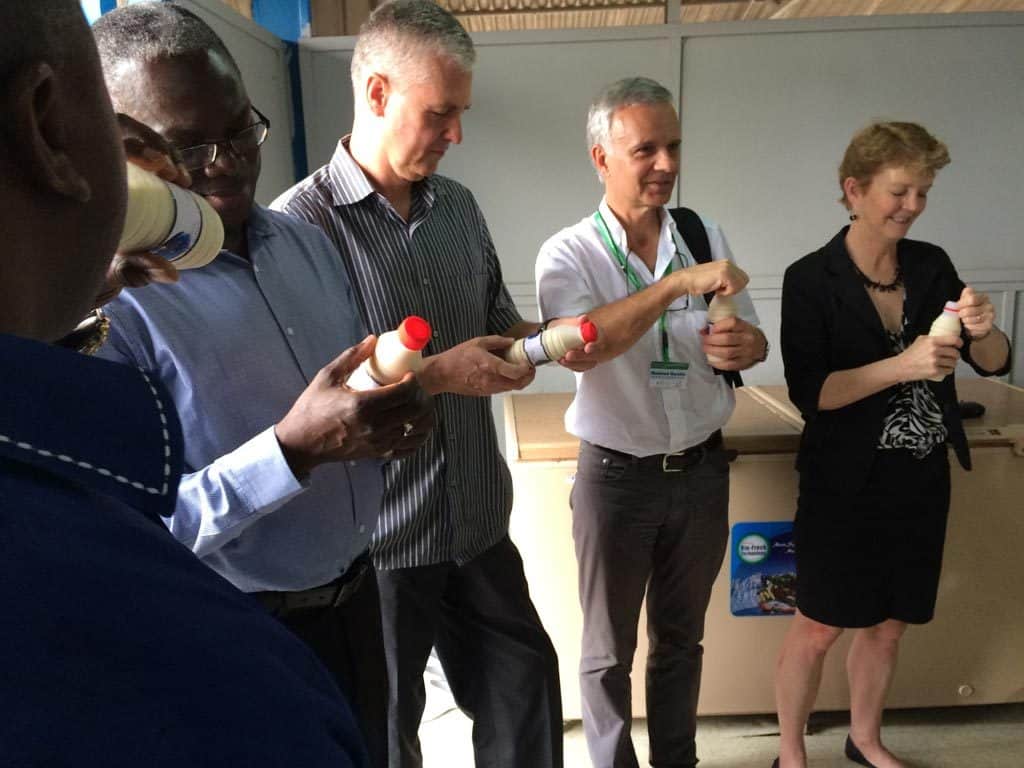 (L-R) IITA’s DG Nteranya Sanginga, IWMI’s Africa Director Timothy ...