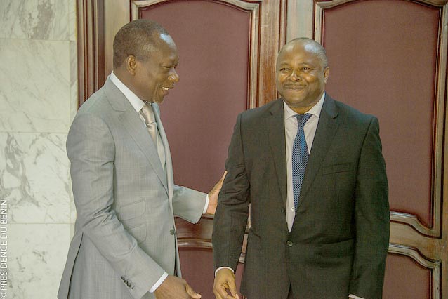 DG Nteranya Sanginga (right) is welcomed by the President of the ...