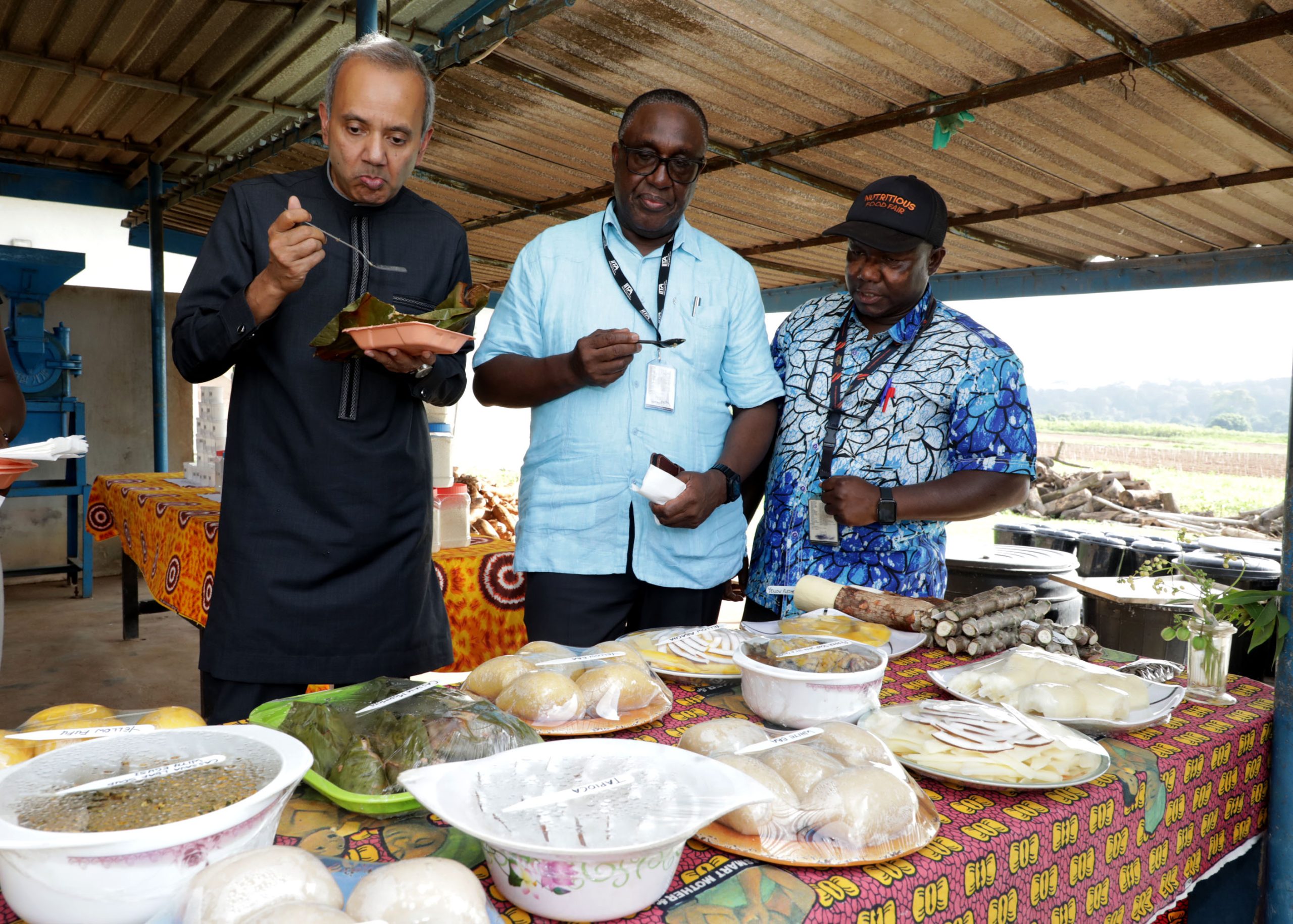Dr Chaudhuri with IITA Director General Dr Ehui and Dr Akande at the ...